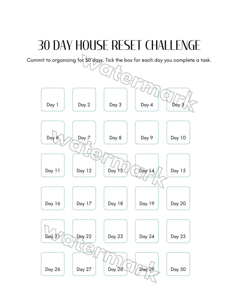 House Reset Organizing Checklist W/ 30 Day Challenge, Reset Chore List ...