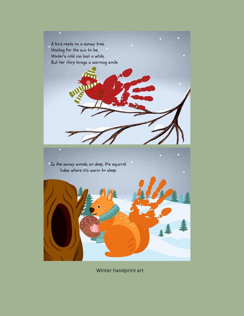 February Winter Handprint Art Bundle, Preschool, Daycare, Kindergarten ...