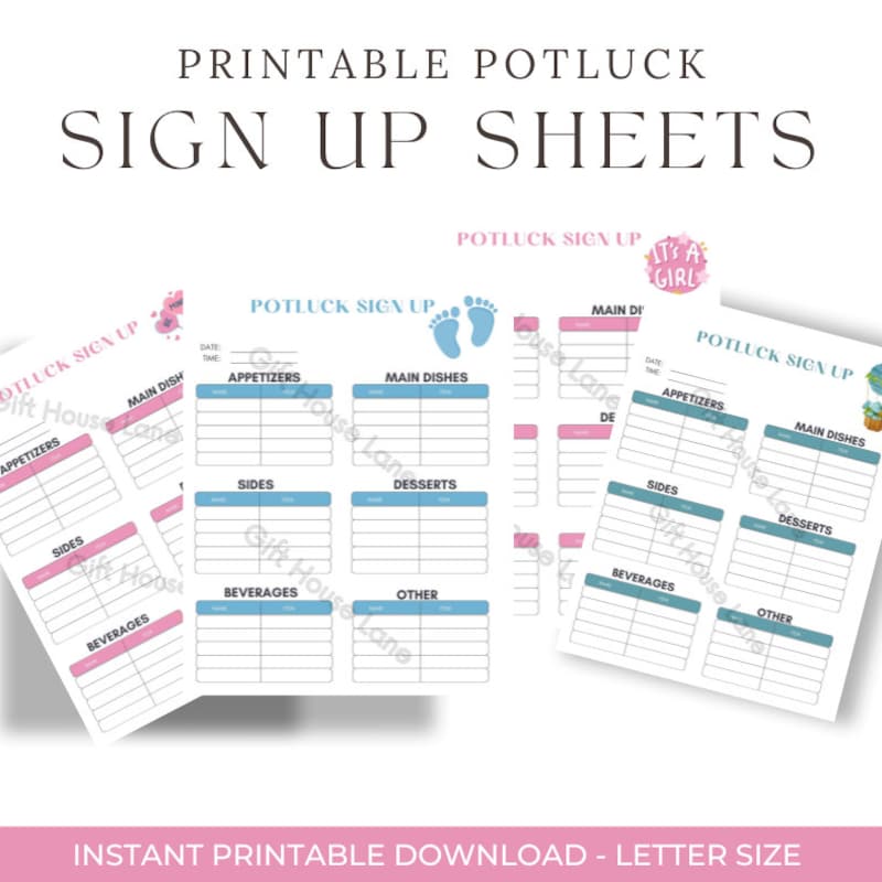 Baby Shower Potluck Sign up Sheet - Etsy