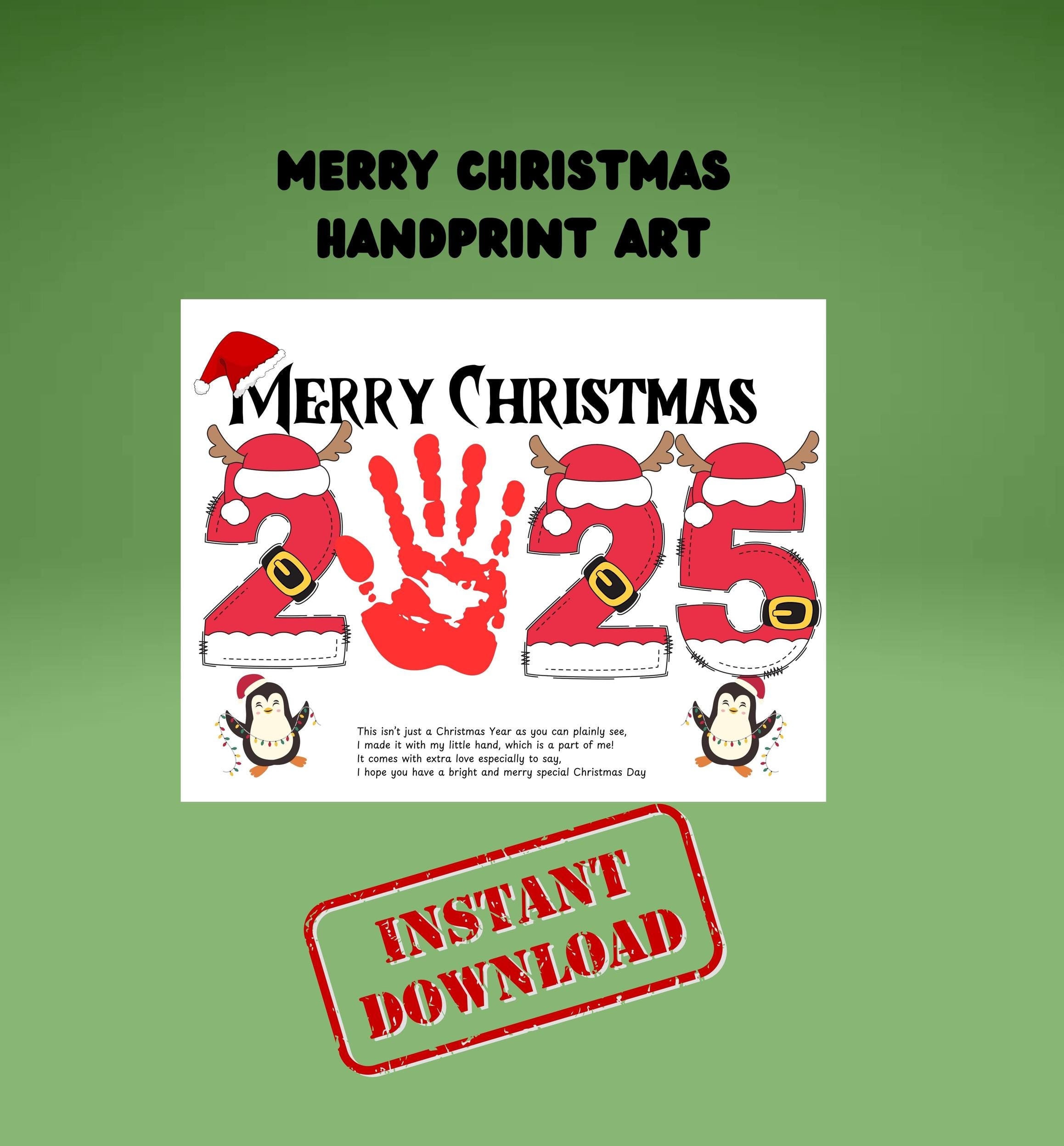 Merry Christmas Handprint Art, Kids Toddlers Handprint Craft, Handprint ...
