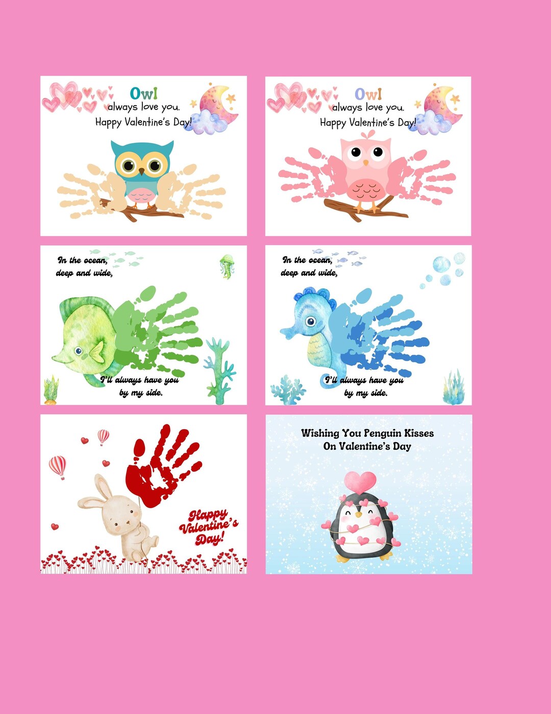 Happy Valentine's Day Handprint Art Craft Template Printable Prek ...