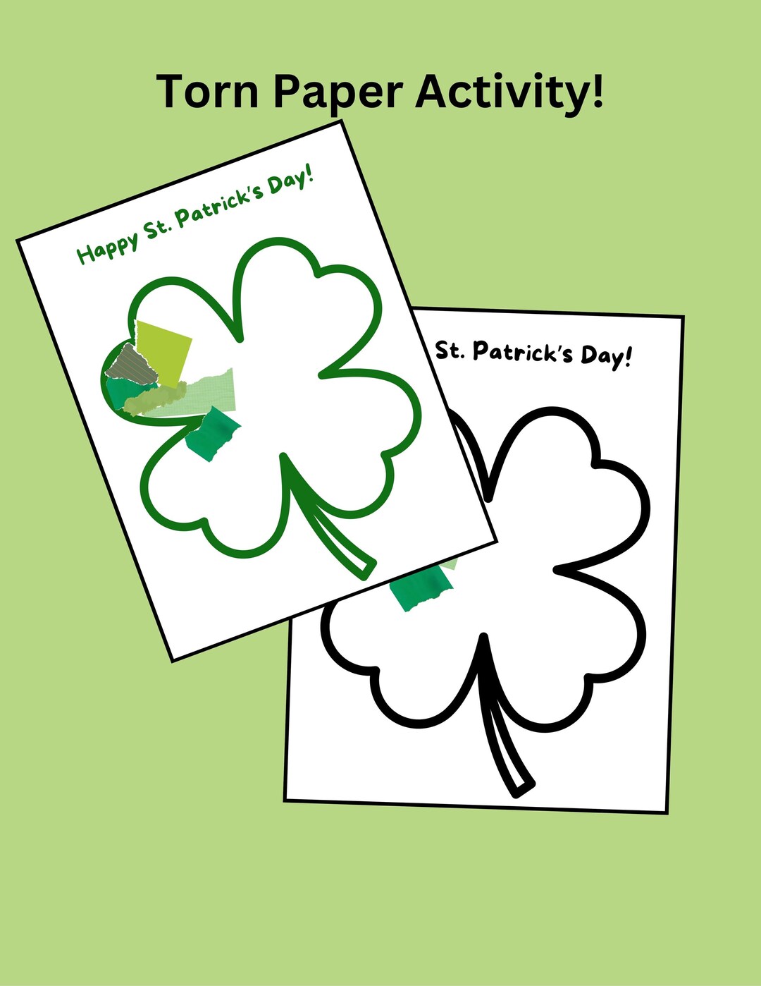 St Patricks Day Shamrock Torn Paper Activity Craft, Toddler Preschool ...