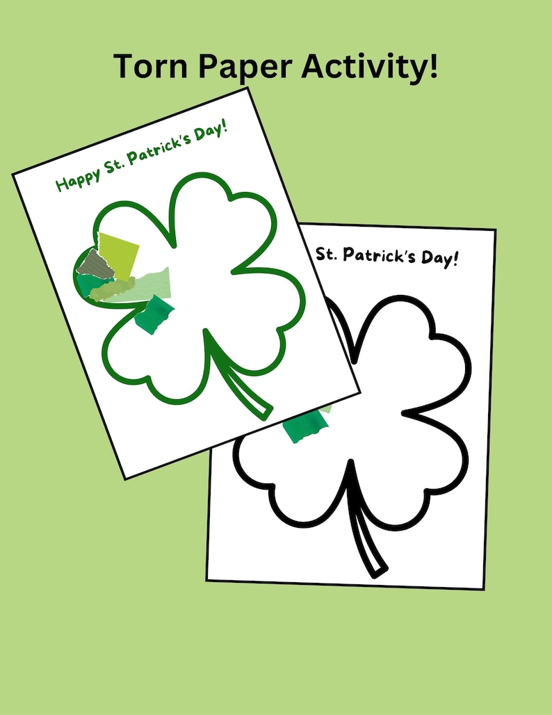 St Patricks Day Shamrock Torn Paper Activity Craft, Toddler Preschool ...