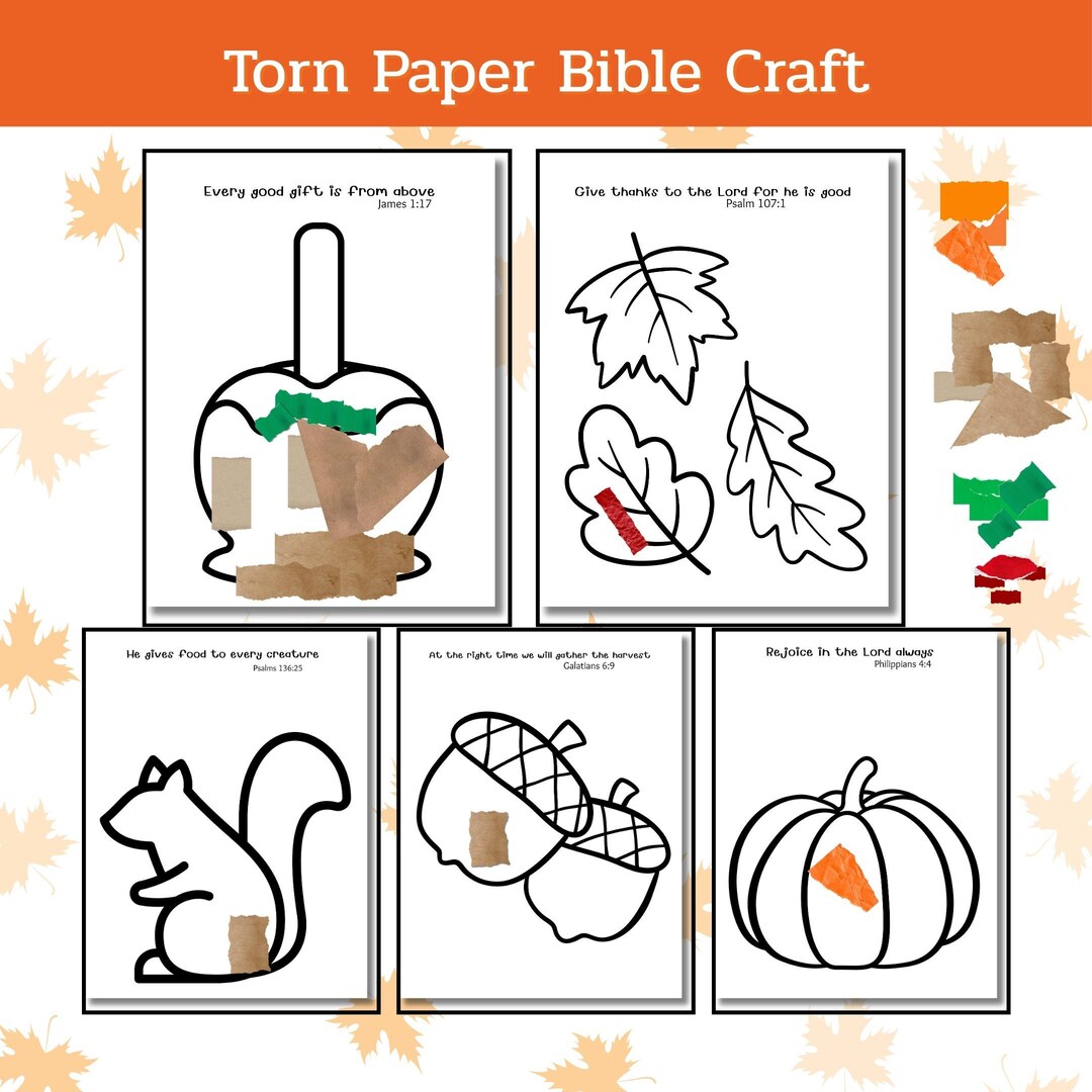 Fall Bible Torn Paper Craft, Activities for Kids, Shredded Pieces Paper ...