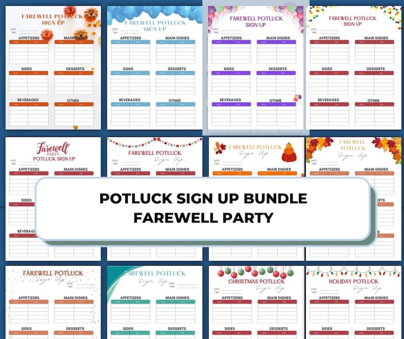 Farewell Party Sign up Sheet Bundle - Office Party Sign up Sheets ...