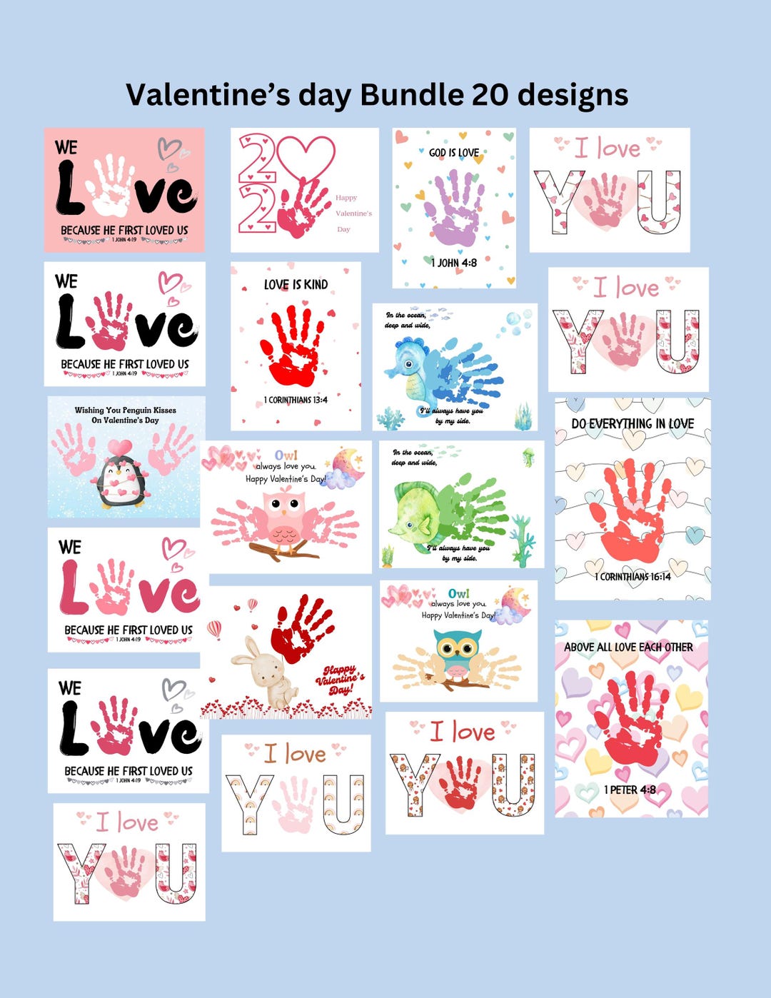 Valentine Handprint Art, Printable Valentine Craft, Preschool Toddler ...