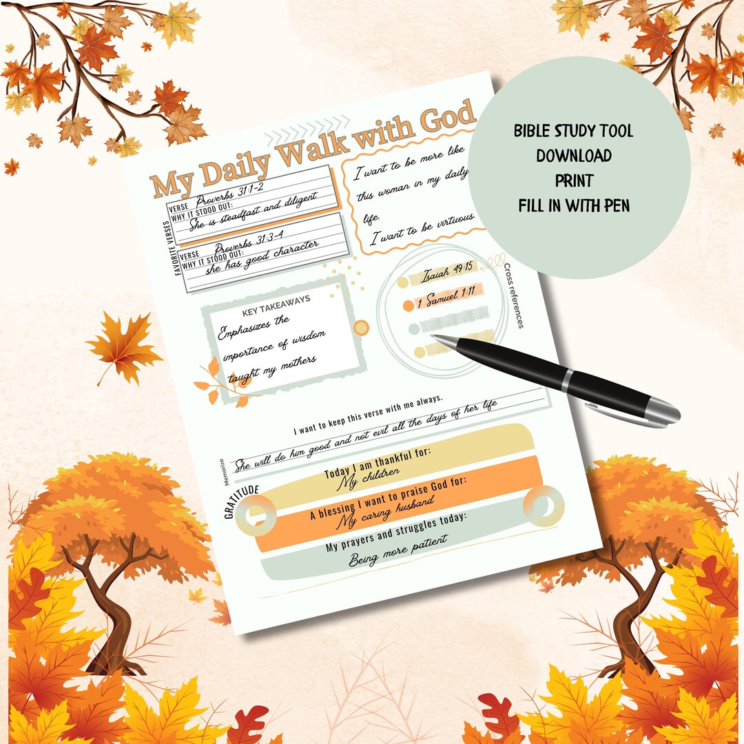 Daily Bible Study Template: Printable Journal Pages (digital Download ...