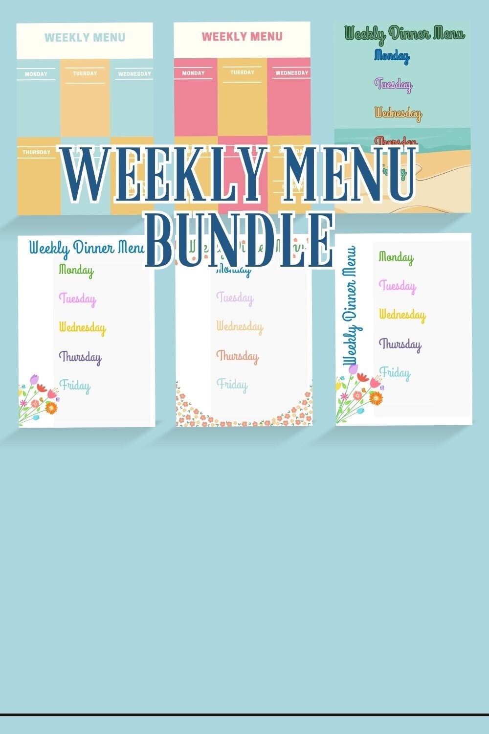 Summer Theme Weekly Family Menu Planner, Meal Planner, Home Daycare ...