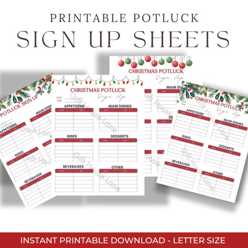 Holiday Work Sign up Sheets - Etsy