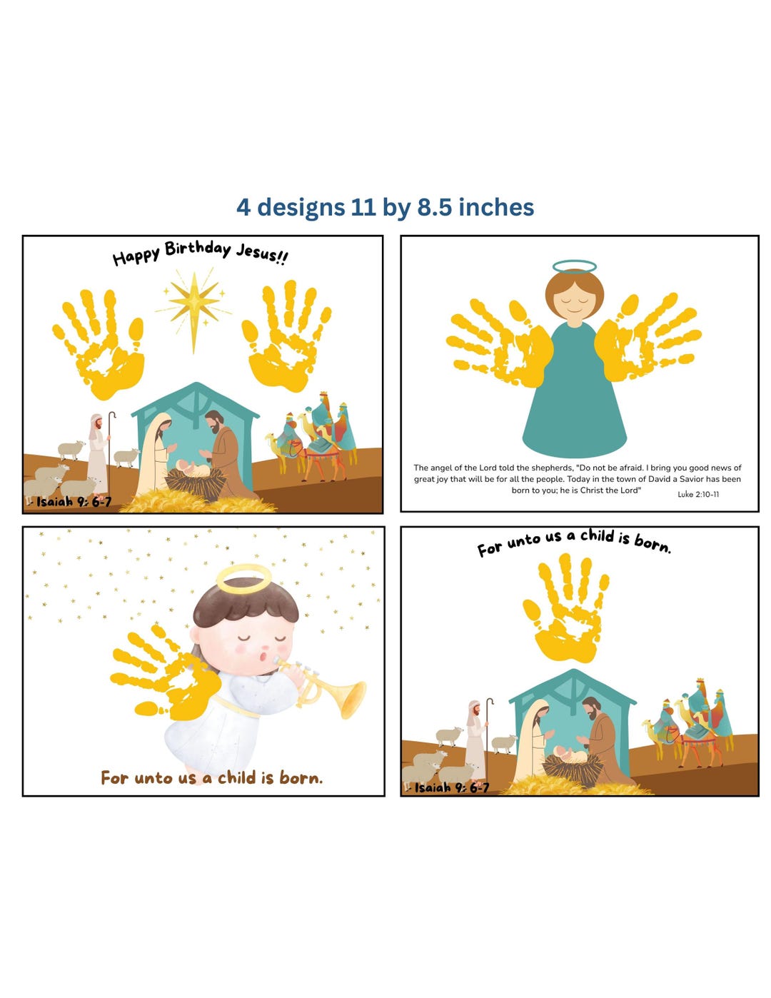 Christmas Nativity Handprint Craft Bundle - 4 Hand Print Art Designs ...
