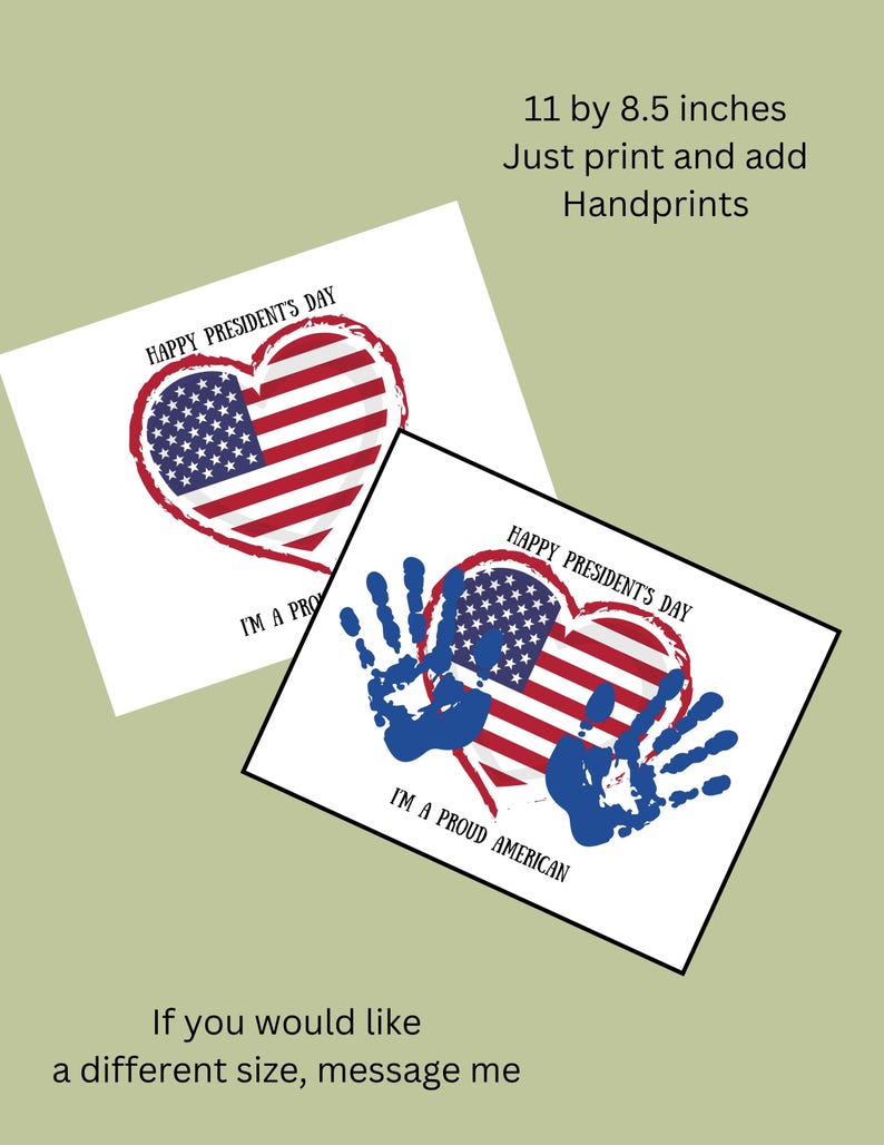 President's Day Handprint Art Craft Template Printable Prek Preschool ...
