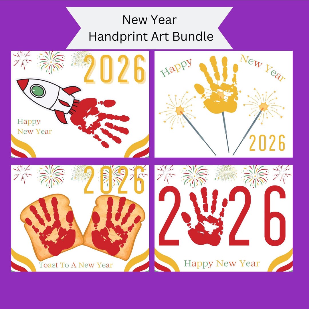 Happy New Year 2026 Handprint Art, New Years Day Activity, Handprint ...