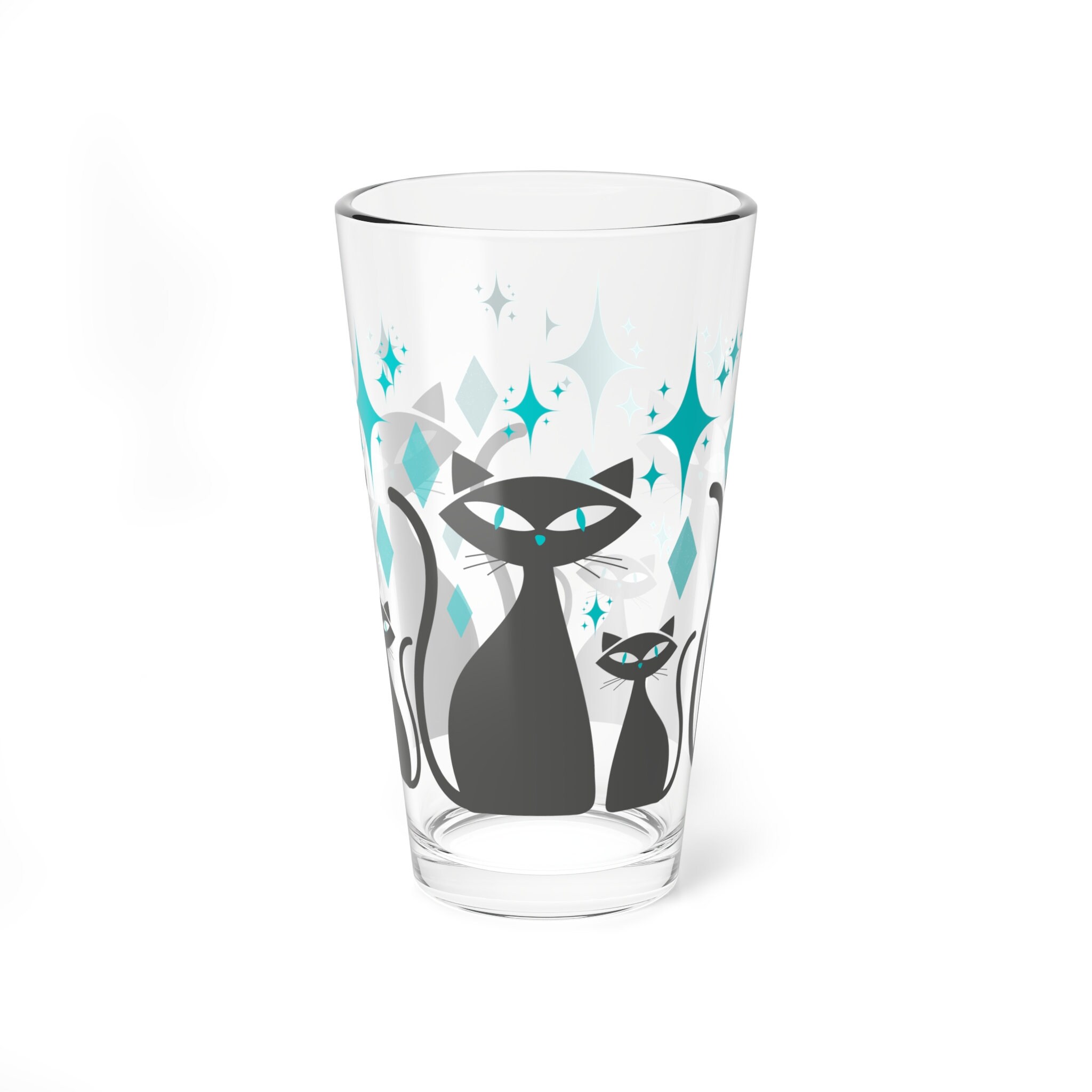 Retro Atomic Cat Drinking Glass, Inspired by MCM Mid Century Modern ...