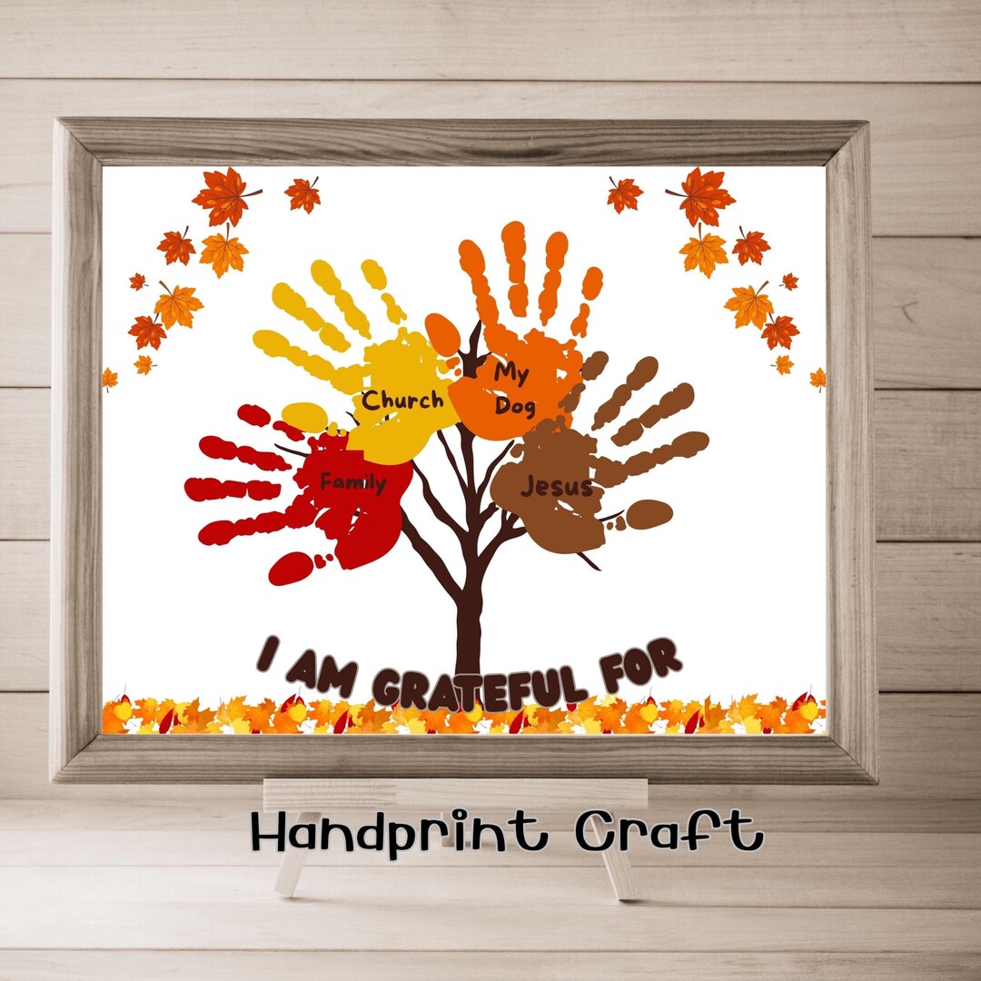 Thanksgiving Handprint Craft, Thankful for You, Printable Fall DIY Art ...