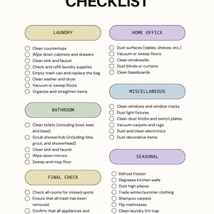Cleaning Checklist With Meal Planner, Errand List, Grocery List Digital ...
