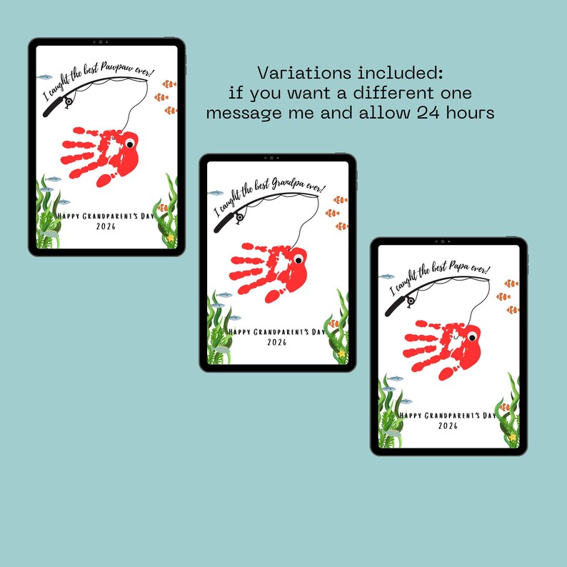 2026 Grandparents Day Fishing Fish Handprint Craft Printable, Toddler ...