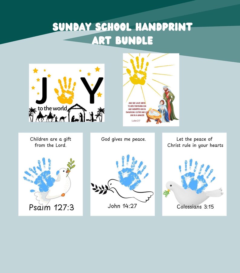 Sunday School Handprint Art Bundle, Christian Craft Babies Toddlers ...