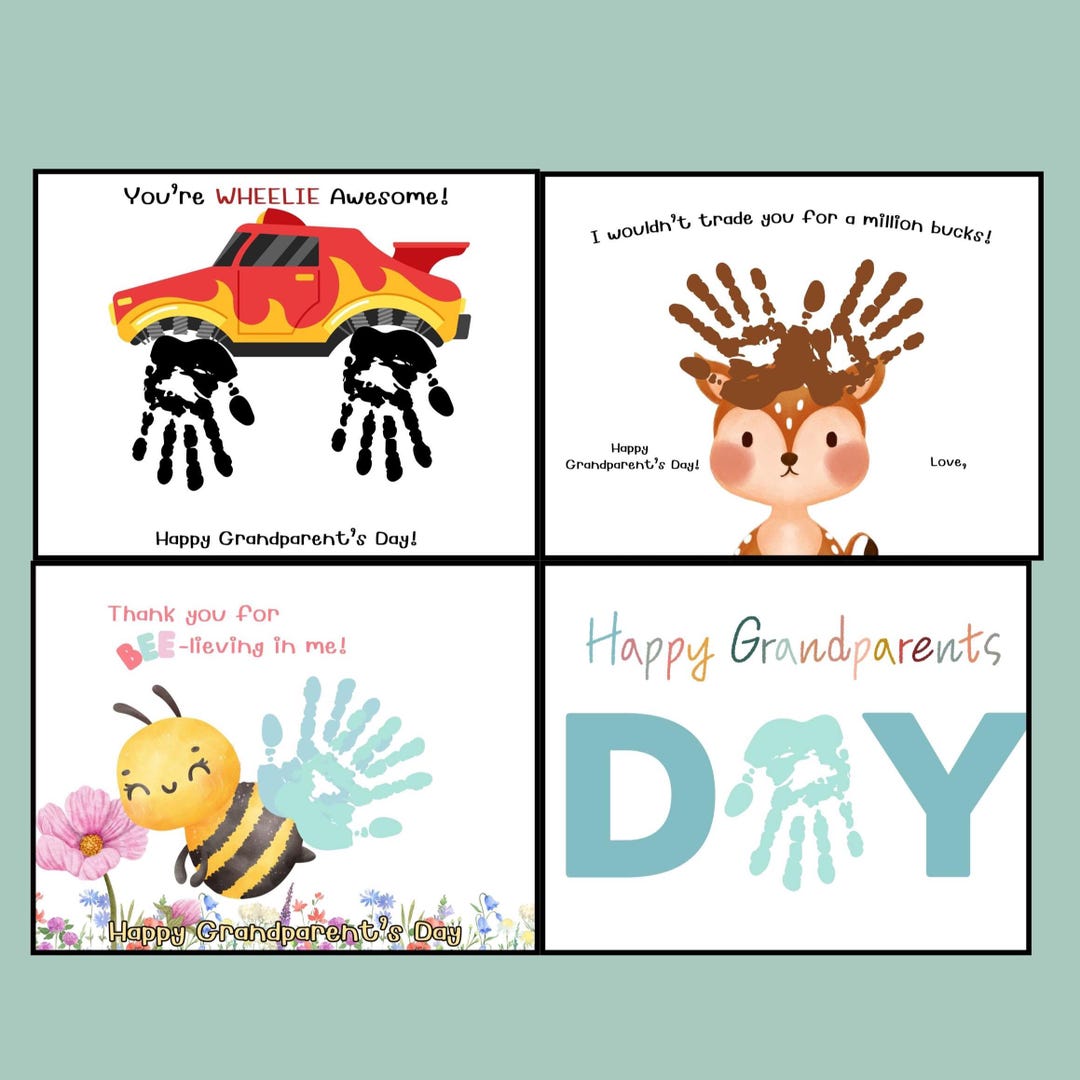 Grandparents Day Handprint Craft Bundle | Grandma Grandpa Hunting ...