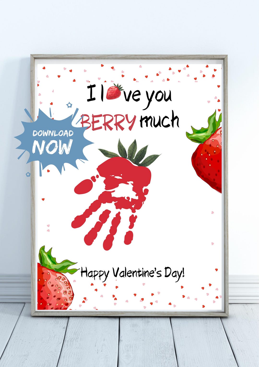 Strawberry Handprint, Printable Valentine's Day Keepsake, Grandma ...