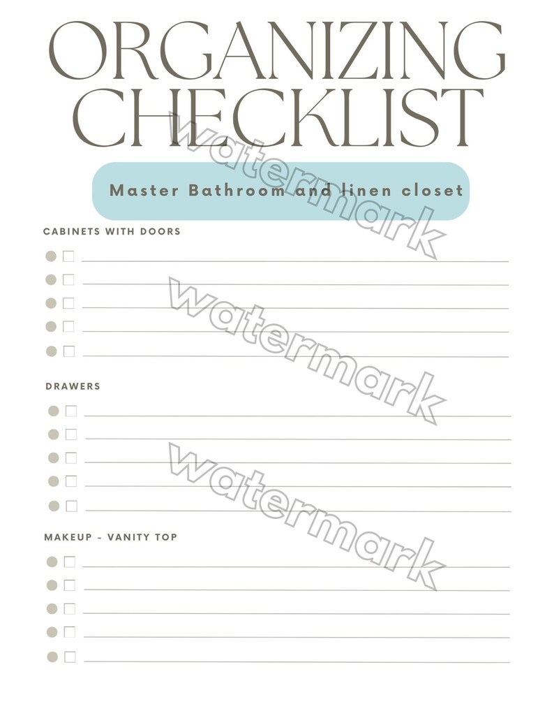 House Reset Organizing Checklist W/ 30 Day Challenge, Reset Chore List ...