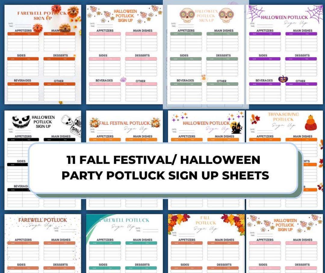 Halloween / Fall Festival Themed Potluck Cookout Sign up Sheets, Signup ...