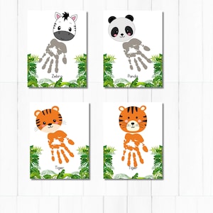Wild Animal Handprint Craft, Printable Handprint Keepsake, Safari Animals Printable Handprint ...