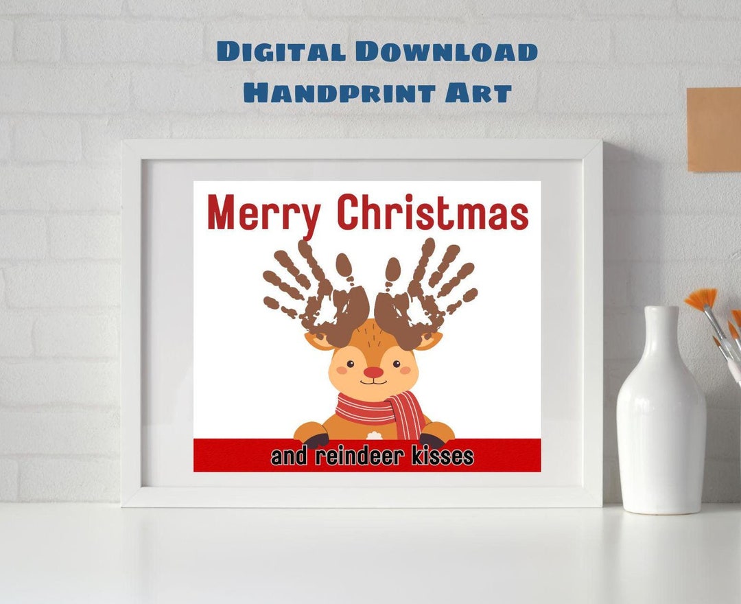 Christmas Reindeer Footprint Art, Winter Handprint Craft, Handprint Art ...