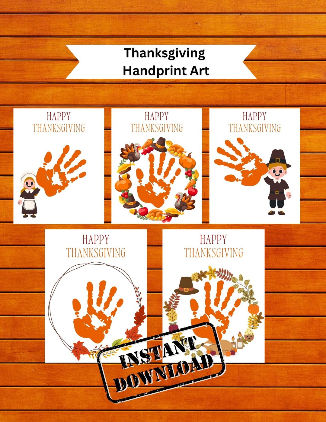 Thanksgiving Wreath Handprint Craft Template Bundle for Kids Printable ...