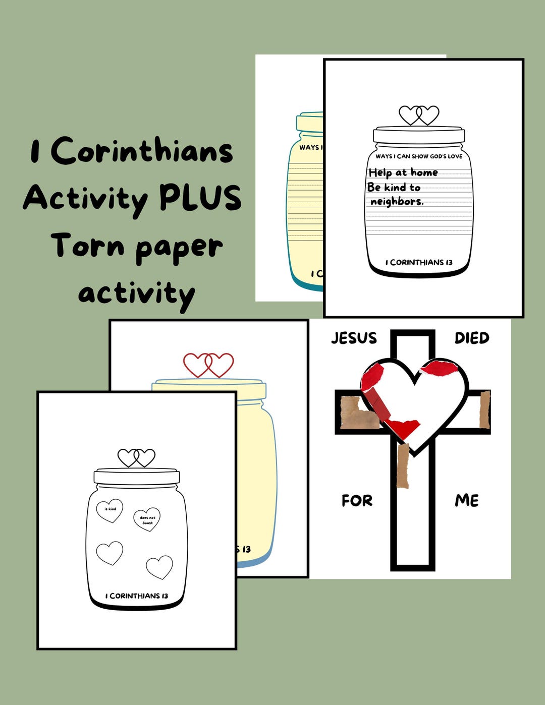 Corinthians Sunday School Craft Torn Paper Cross Christian Craft Babies ...