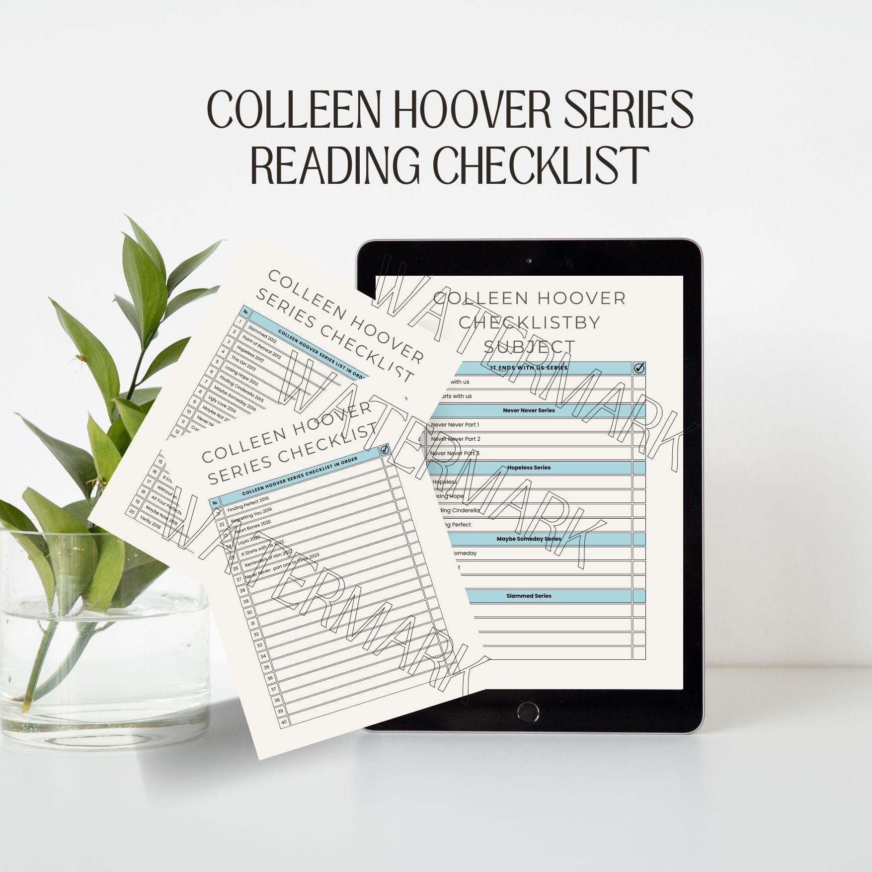 Colleen Hoover Reading Checklist, Printable Reading Checklist, Digital ...