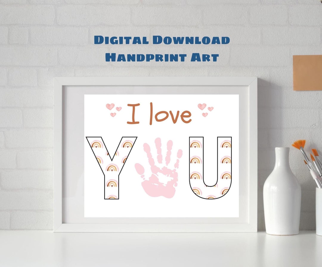 BOHO Rainbow Valentine Handprint Art, Printable Valentine Craft ...