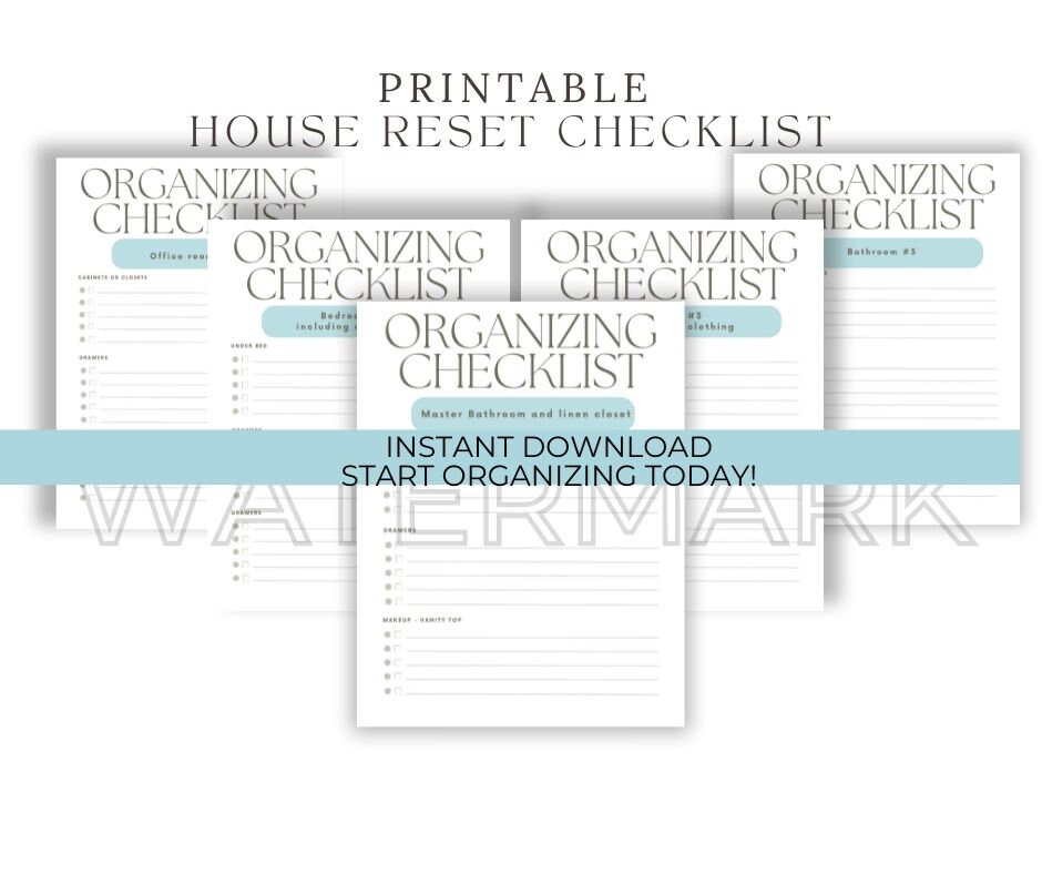House Reset Organizing Checklist W/ 30 Day Challenge, Reset Chore List ...