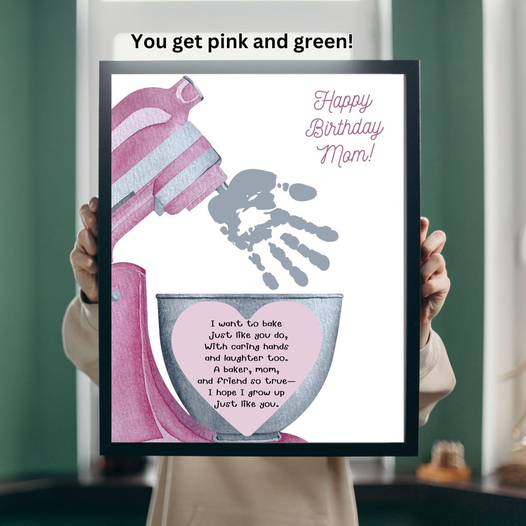 Mom's Birthday Handprint Craft, Printable Keepsake, Happy Birthday Mom ...