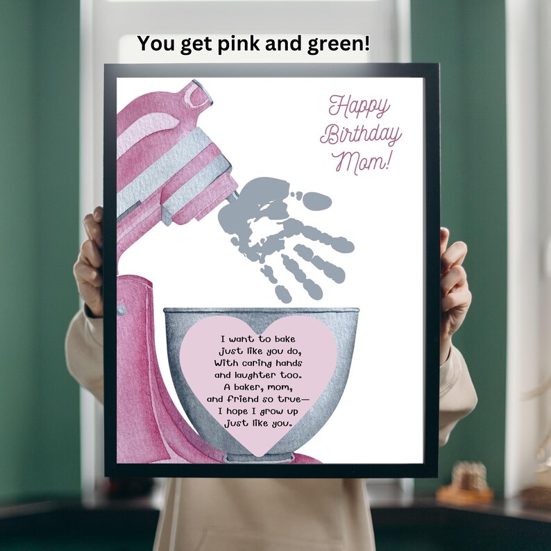Mom's Birthday Handprint Craft, Printable Keepsake, Happy Birthday Mom ...
