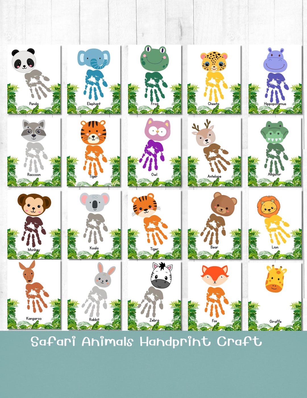 Wild Animal Handprint Craft, Printable Handprint Keepsake, Safari ...