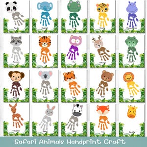 Wild Animal Handprint Craft Printable Handprint Keepsake Safari Wild Animal Handprint Craft Printable Handprint Keepsake Safari