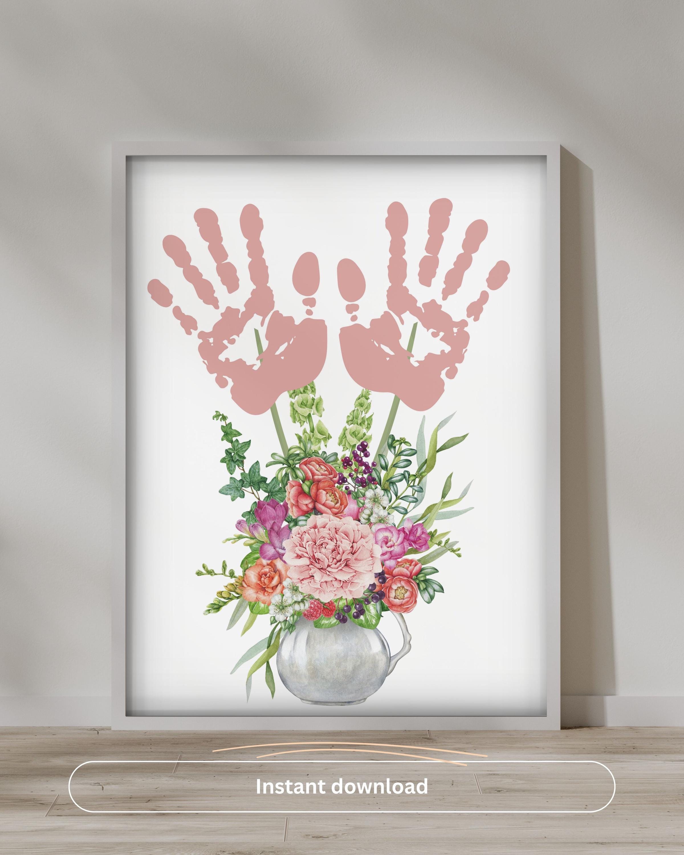 Birthday Flowers Handprint Art, Winter Handprint Craft, Handprint Art ...