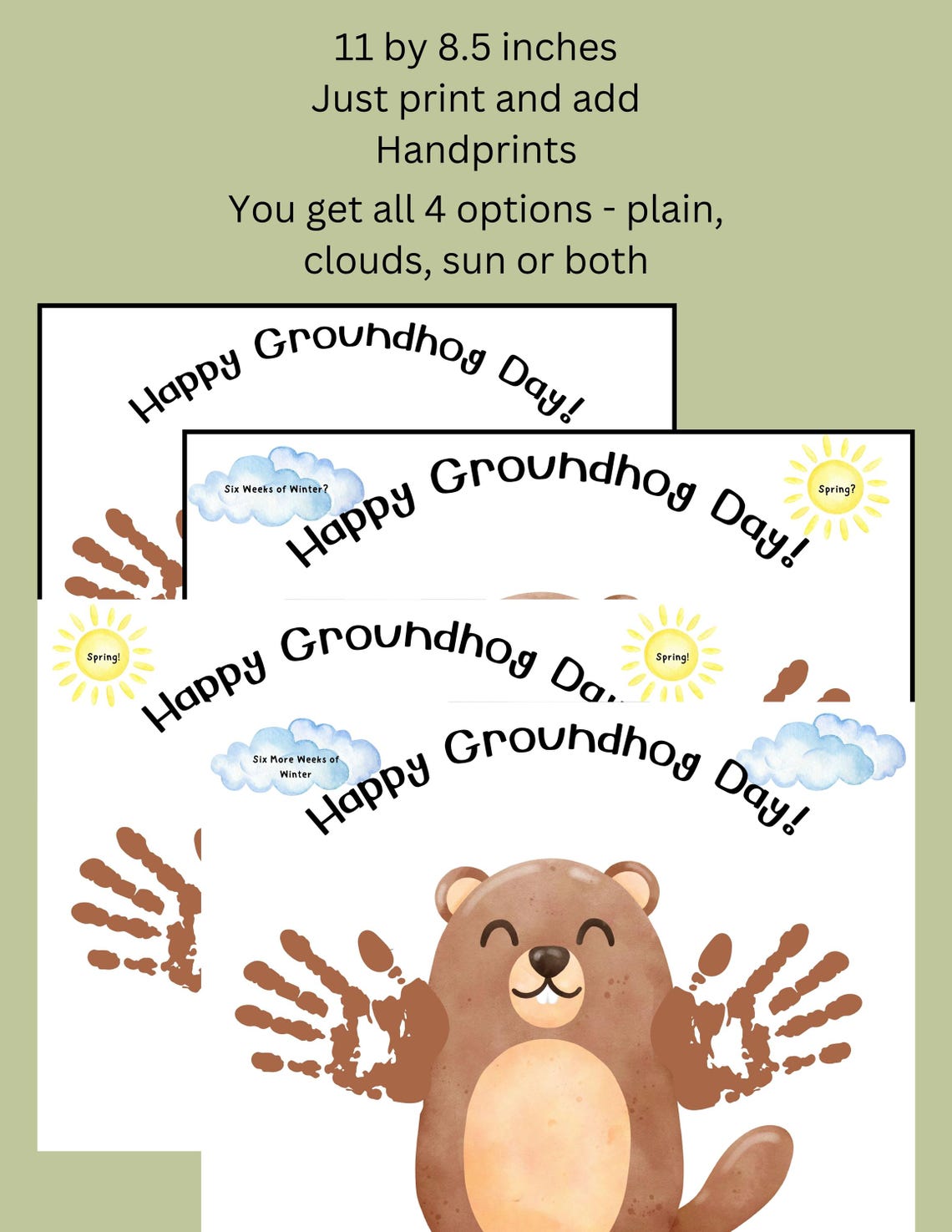 Groundhog Day Handprint Art, Babies Toddlers Kids, Preschool Bible ...