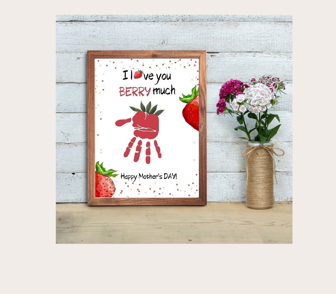 Strawberry Handprint, Printable Mothers Day Keepsake, Grandma Mothers ...