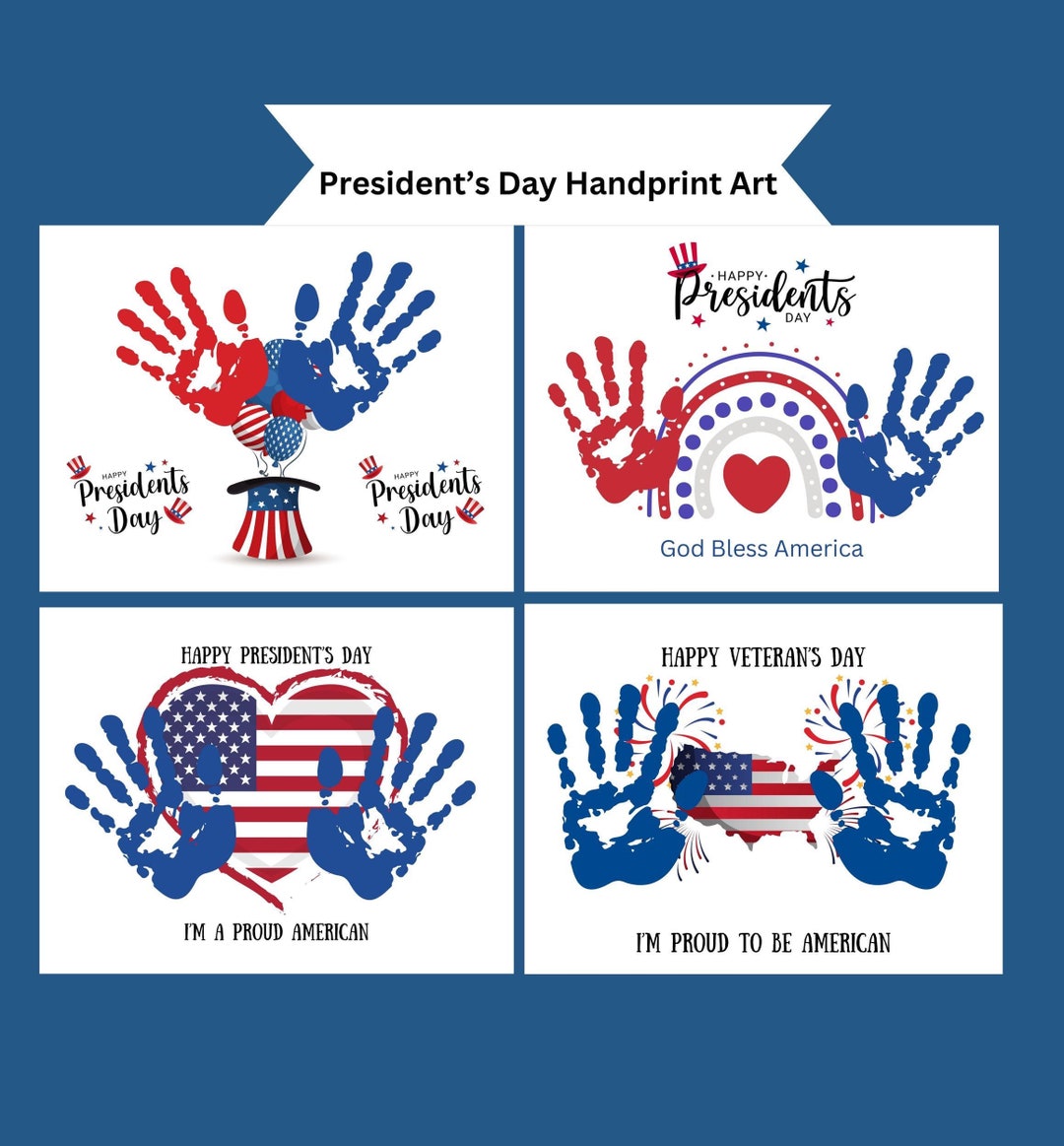 President's Day Handprint Art Craft Template Printable Prek Preschool ...