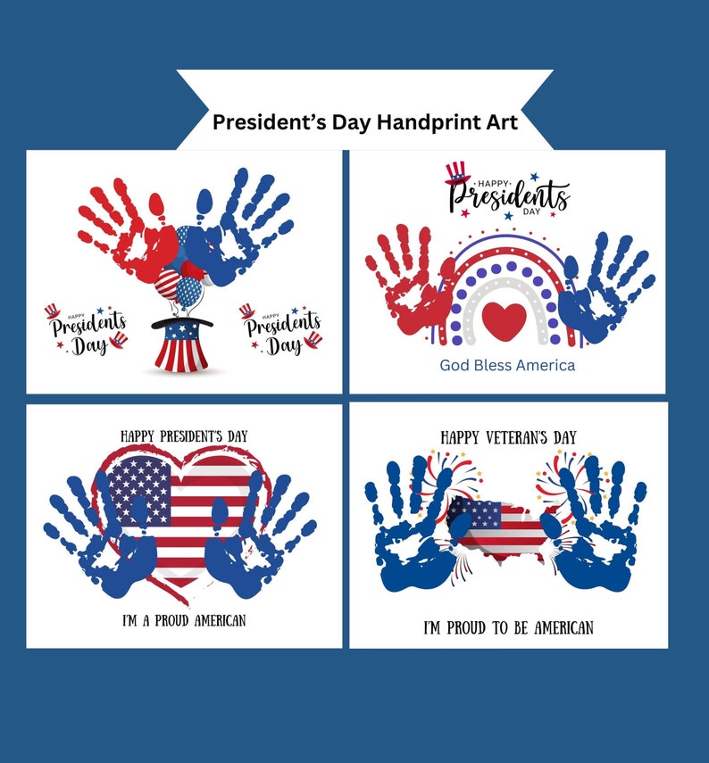 President's Day Handprint Art Craft Template Printable Prek Preschool ...