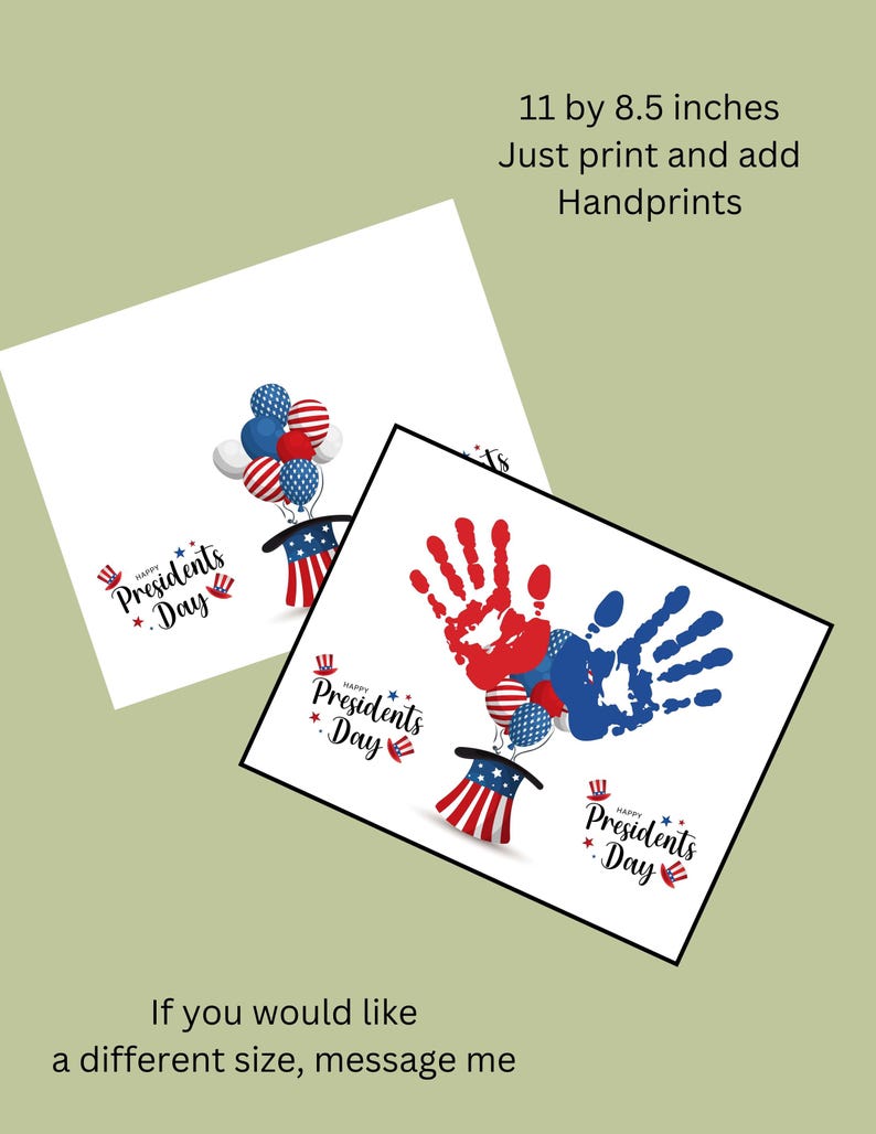President's Day Handprint Art Craft Template Printable Prek Preschool ...