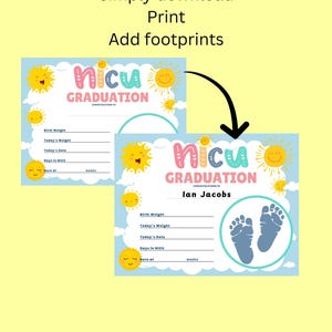 Nicu Graduation Certificate Footprint Art, Handprint Keepsake Premie ...