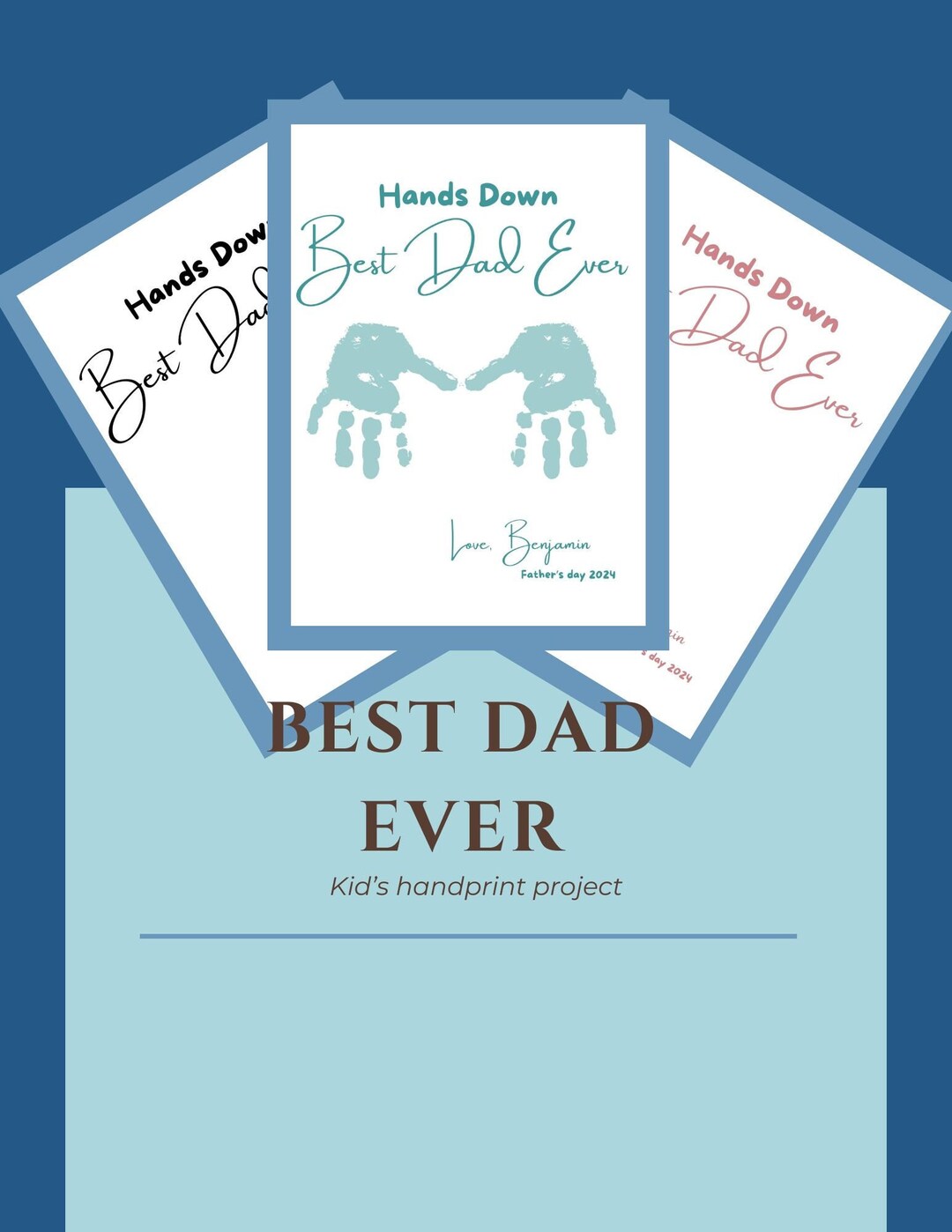Best Dad Ever Hands Down 2024, Happy Father's Day, Handprint Art Craft ...