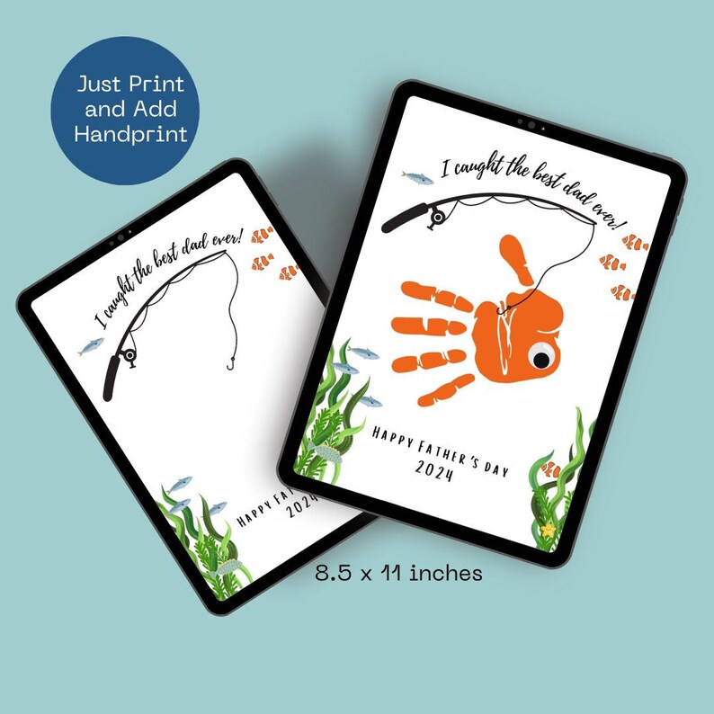 Fishing Fish Father's Day Handprint Craft Printable, Tool Craft for ...