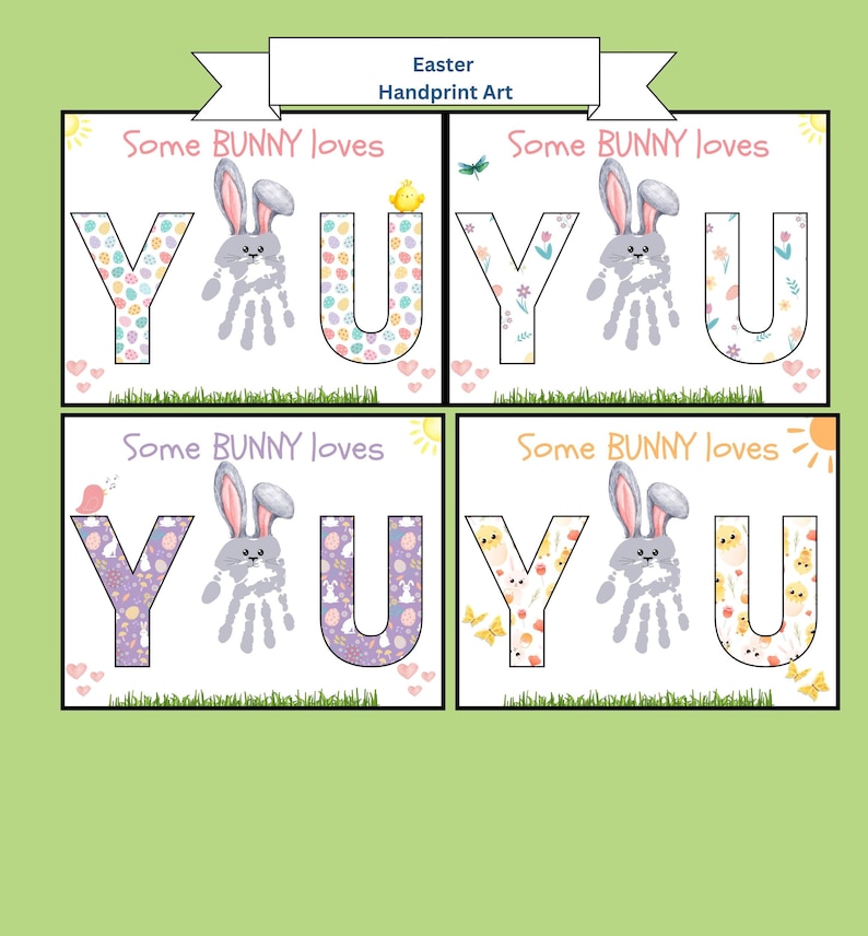 Easter Spring Handprint Art, Some Bunny Loves You Activity, Handprint ...