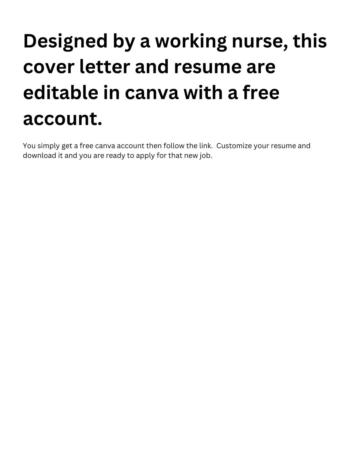 Med Surg to Specialized Nurse Resume & Cover Letter Template, New to ...