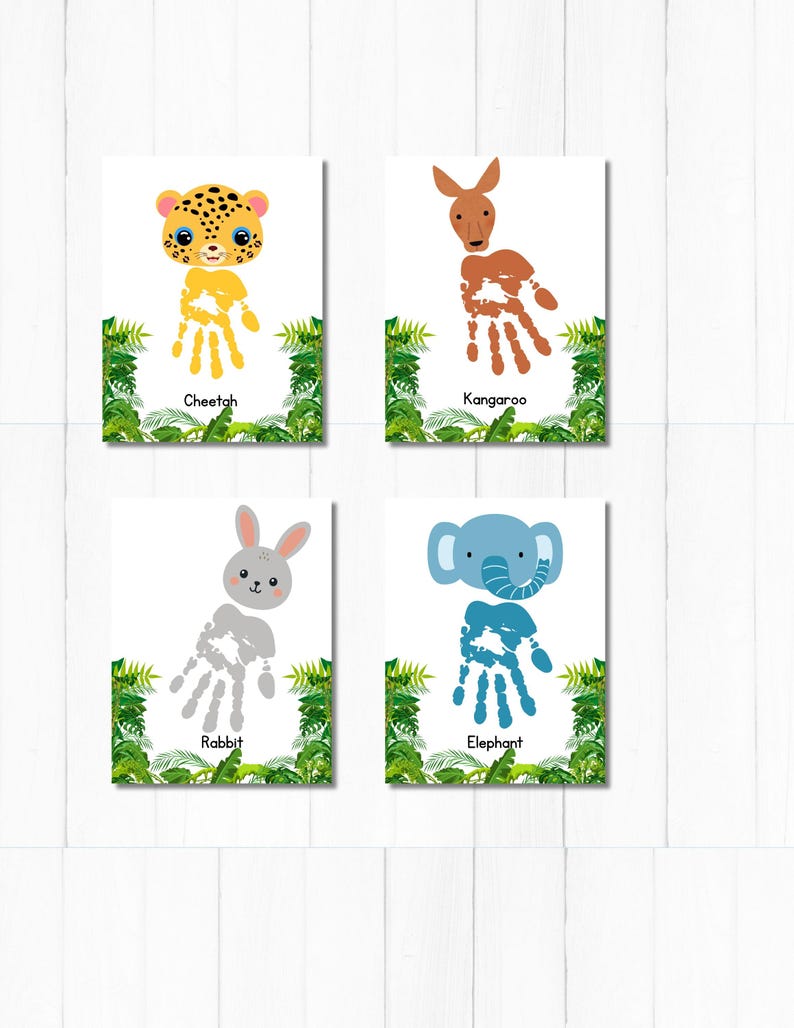 Wild Animal Handprint Craft, Printable Handprint Keepsake, Safari Animals Printable Handprint ...