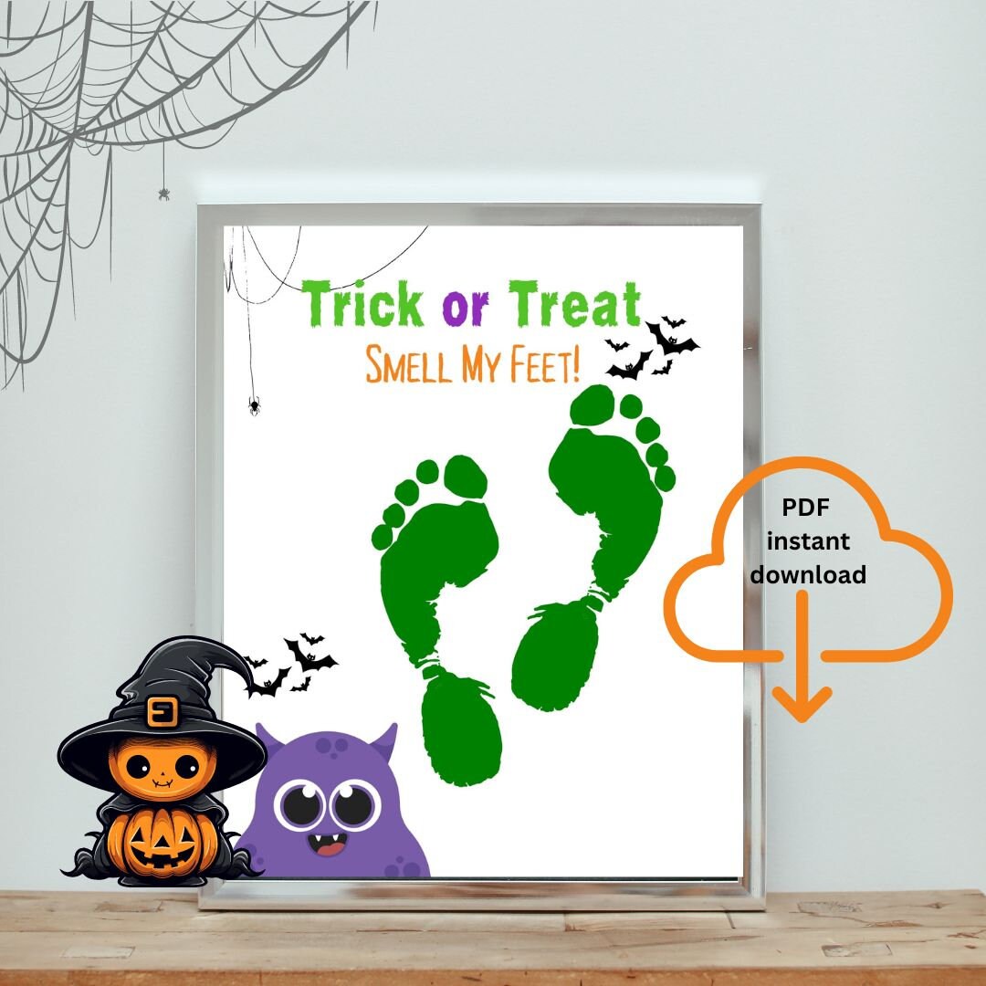 Halloween Footprint Craft, DIY Craft for Kids Art, Halloween Handprint ...