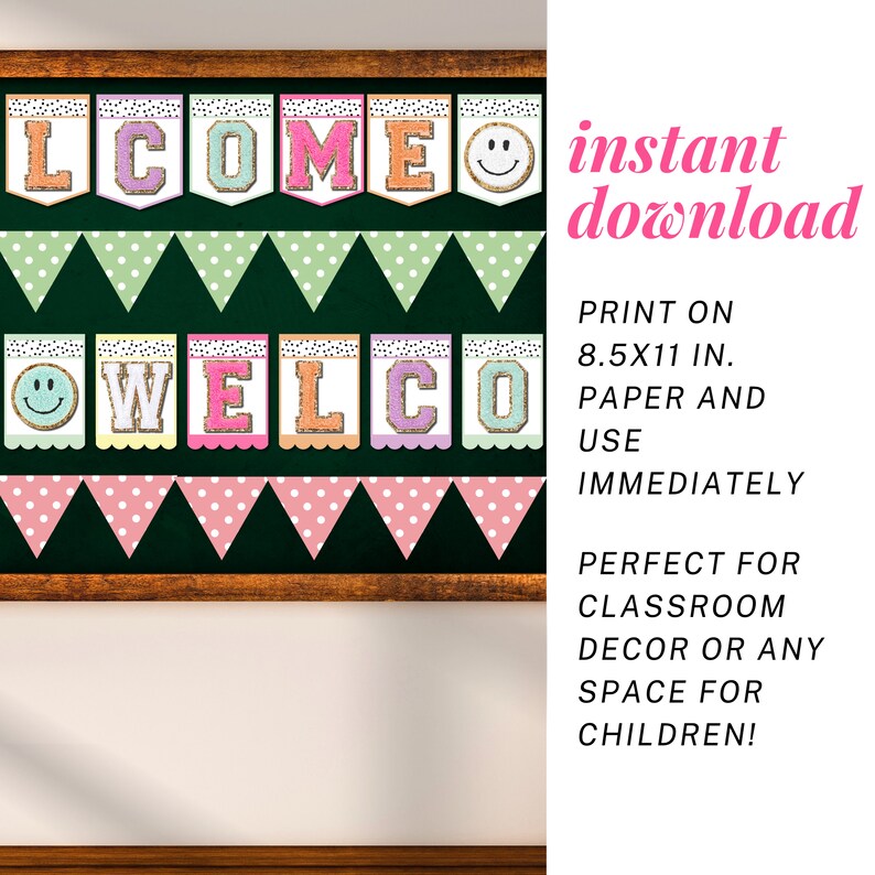 Welcome Banner 2 Styles | Groovy Classroom Decor | Chenille Patches ...